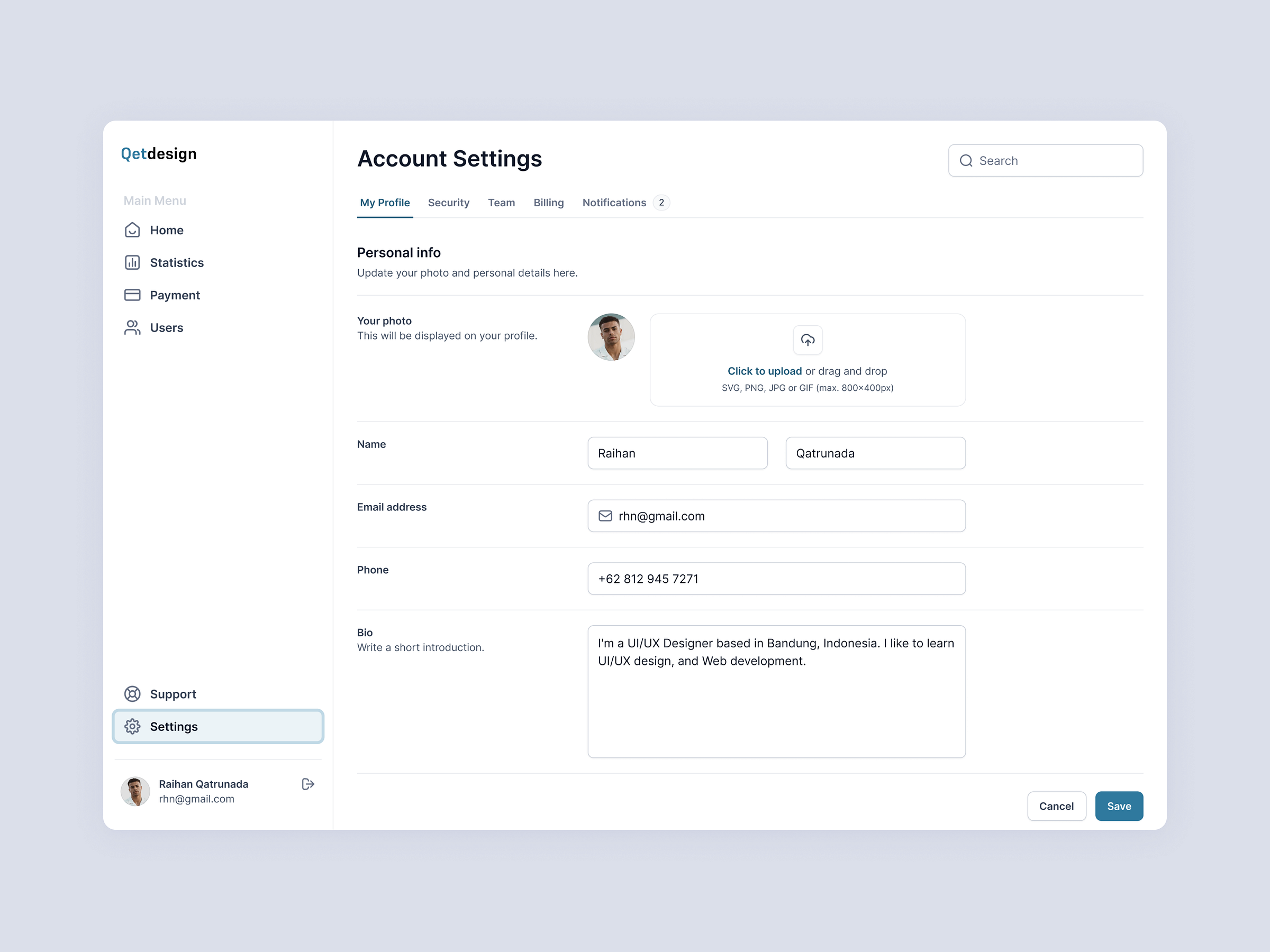 Account Settings - User Profile Design by Raihan Qatrunada on Dribbble