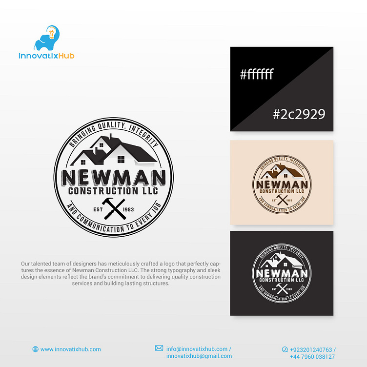 Construction Logo - NEWMAN CONSTRUCTION LLC by innovatixhub on Dribbble