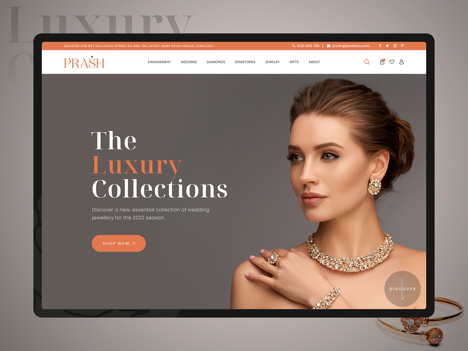 Prash Jewelry e-commerce Landing Page / Home Page UI by Samir Mulashiya on Dribbble