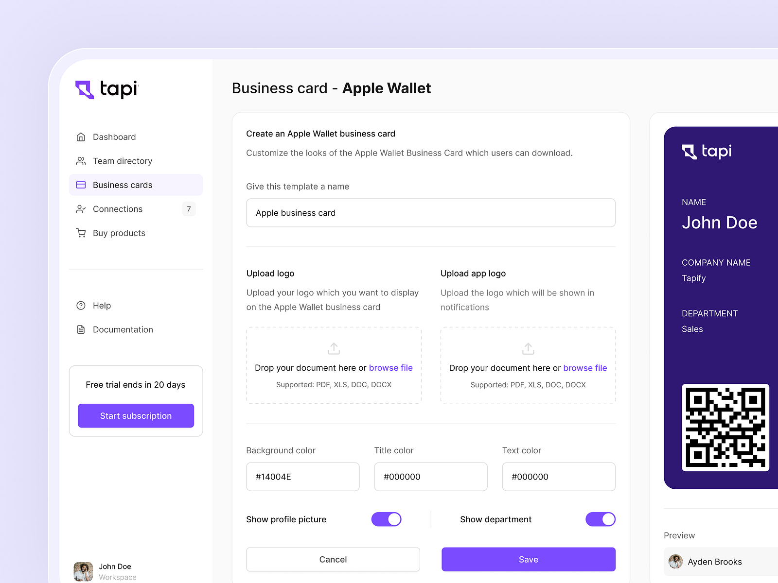 Tapi - Webapp business card form by Harsh Changela on Dribbble