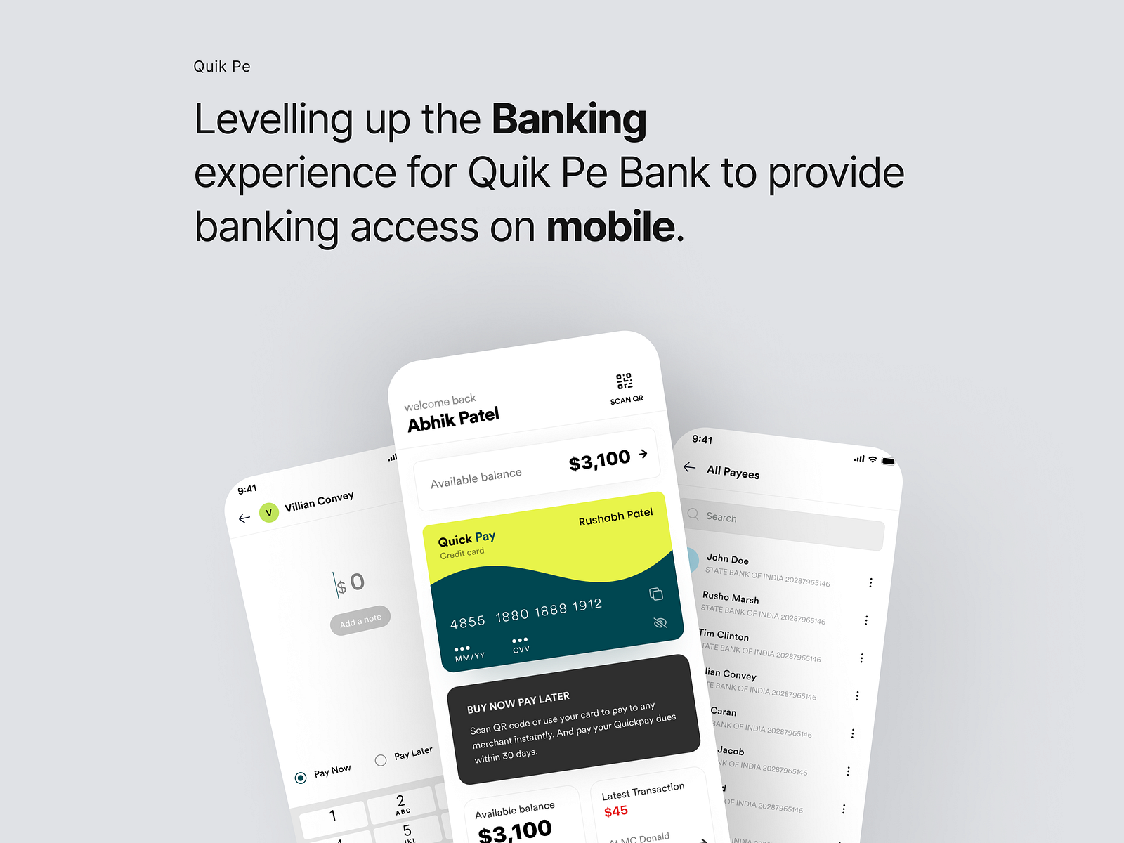 Quik Pe Bank Mobile app by Rushabh Patel on Dribbble