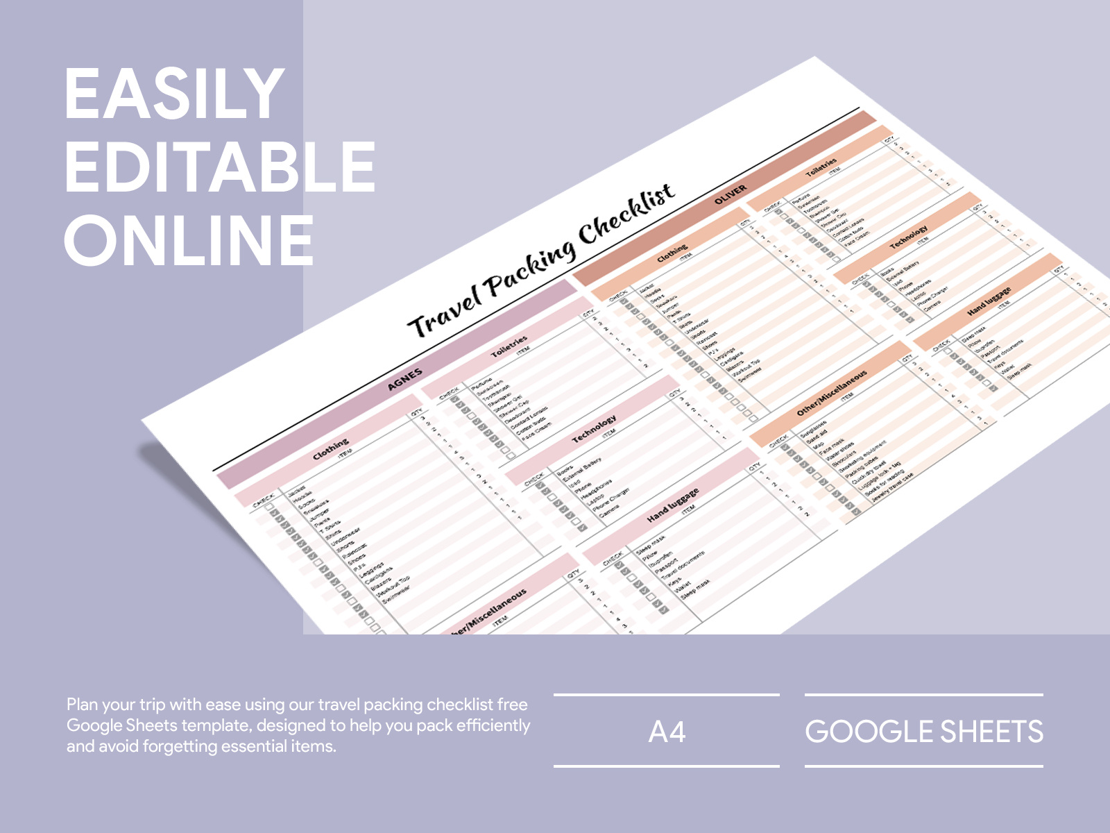 Travel Packing Checklist Free Google Sheets Template by Gdoc on Dribbble