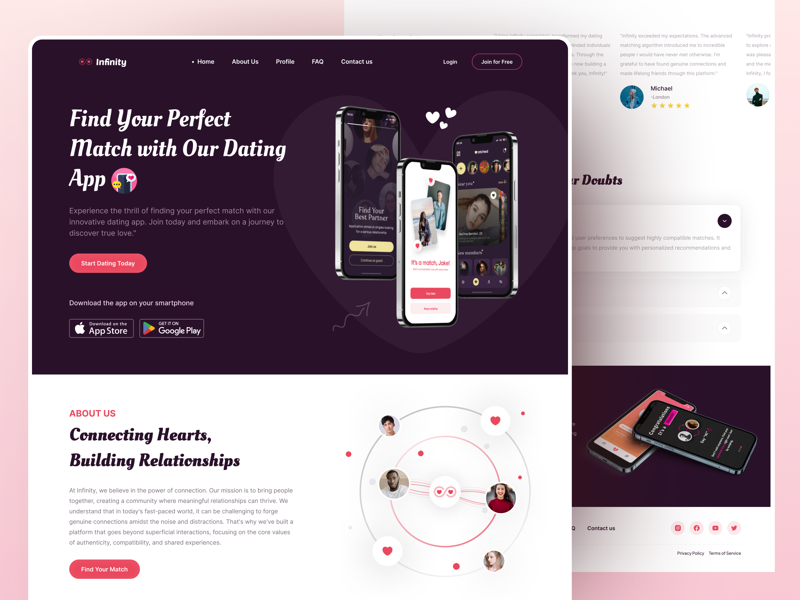 Dating Website Design Landing Page by Nishar Multani on Dribbble