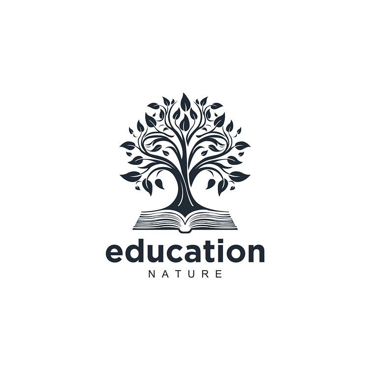 combination of trees above an open book logo vector illustration by ...
