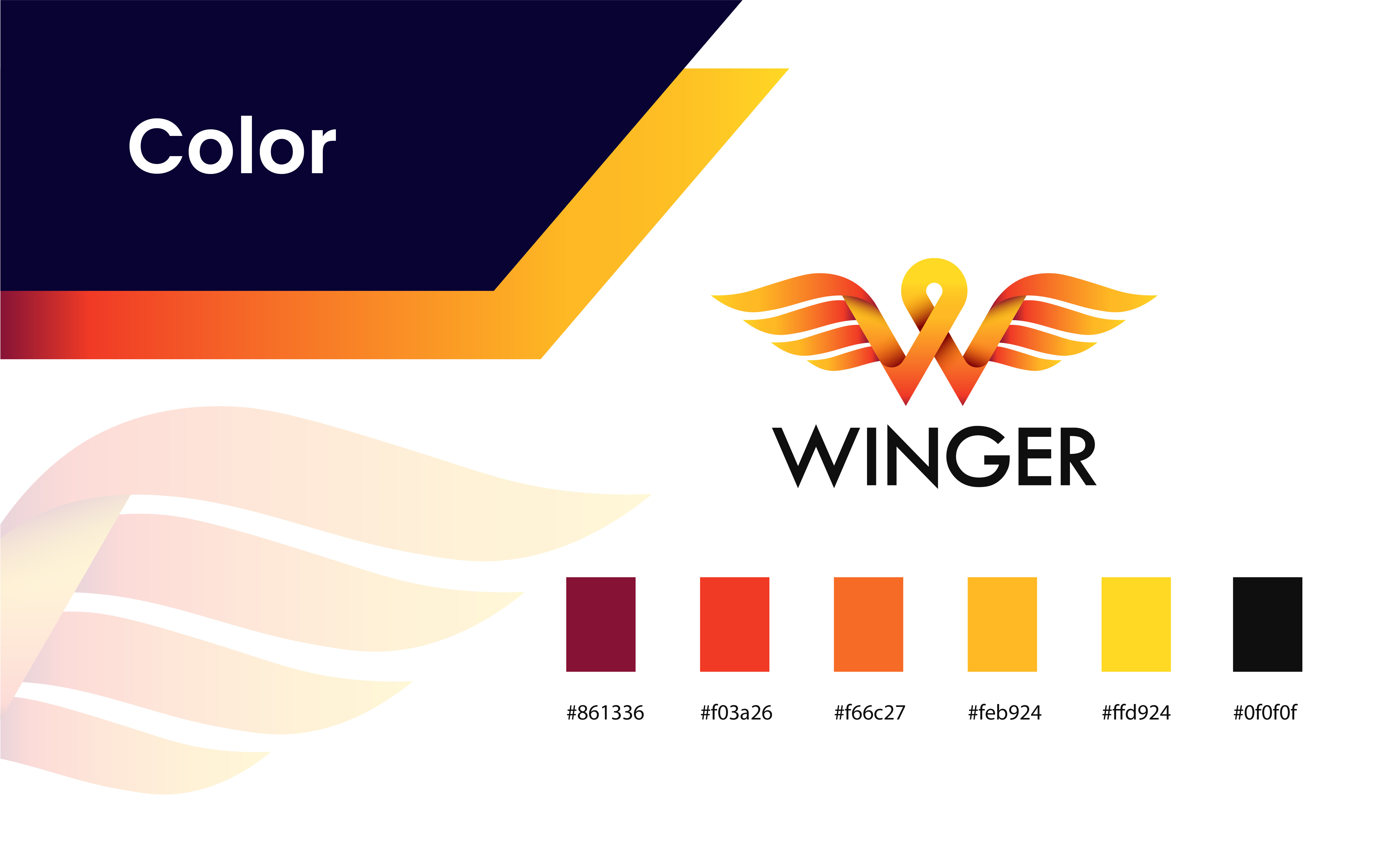 Winger Logo & brand style guides. by Abida Akther on Dribbble