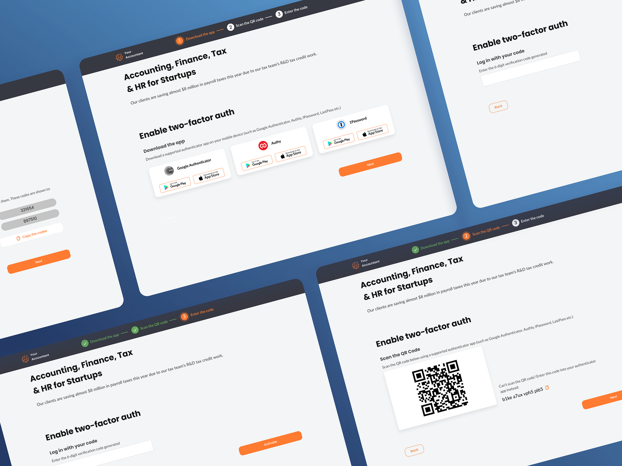 Your Accountant App Design - 2-factor Authentication UI/UX by Faster ...