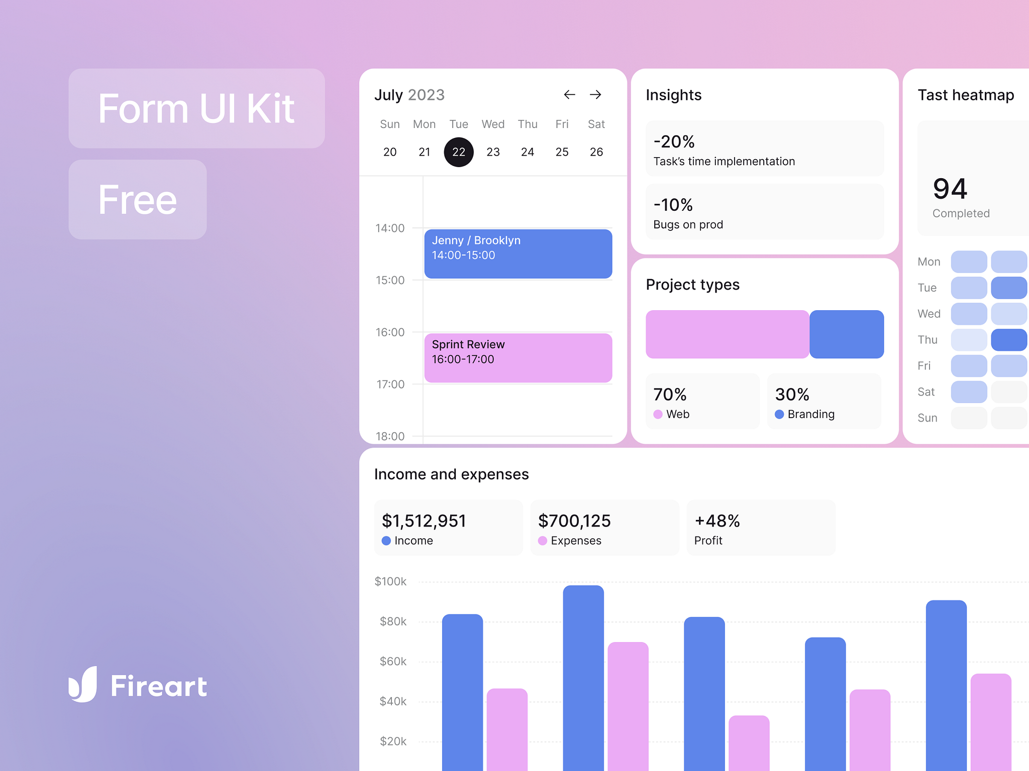 Free Figma UI Kit 🪩 by Denis Rybin for Fireart Studio on Dribbble