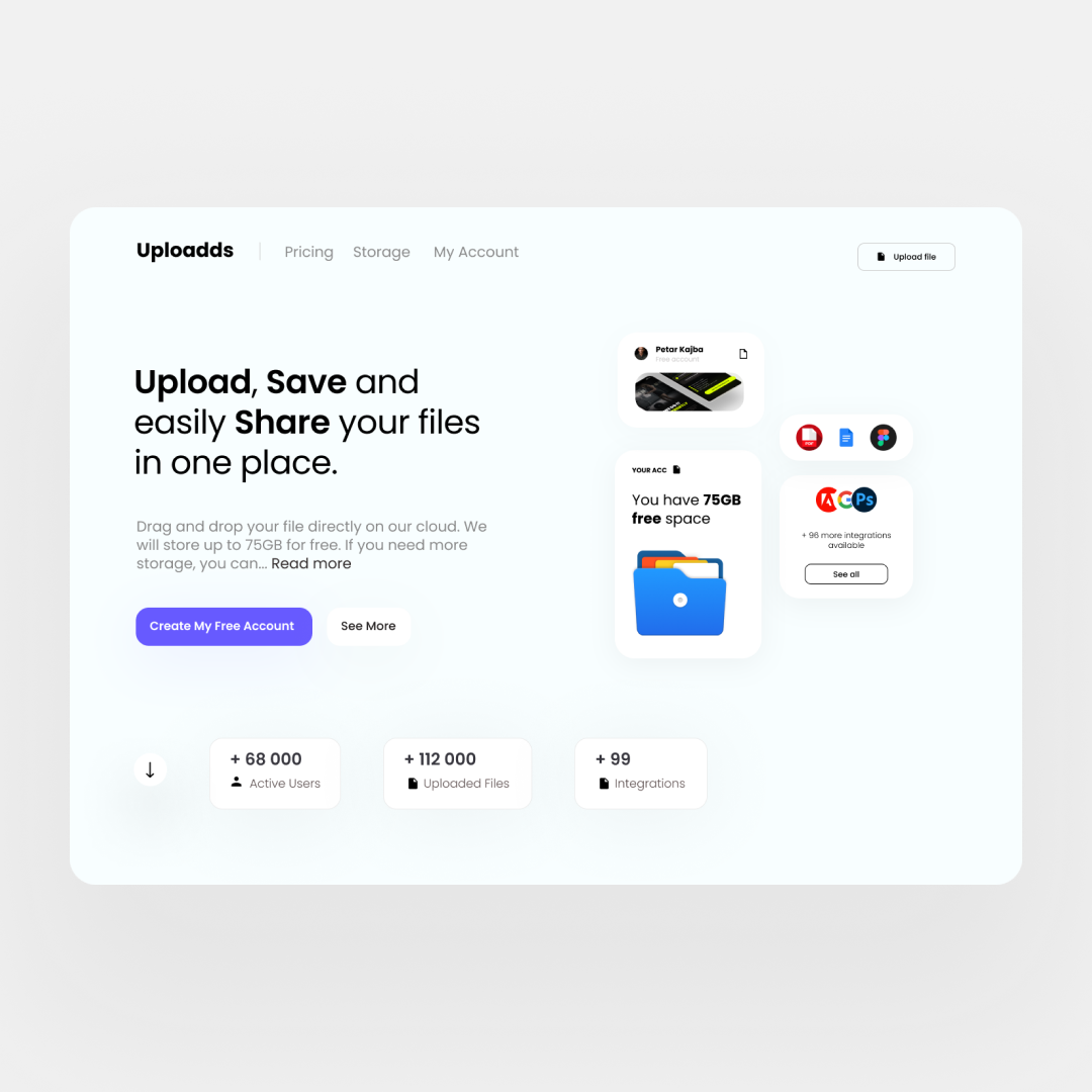UI Design of File Sharing Website - Uploadds by Petar Kajba on Dribbble