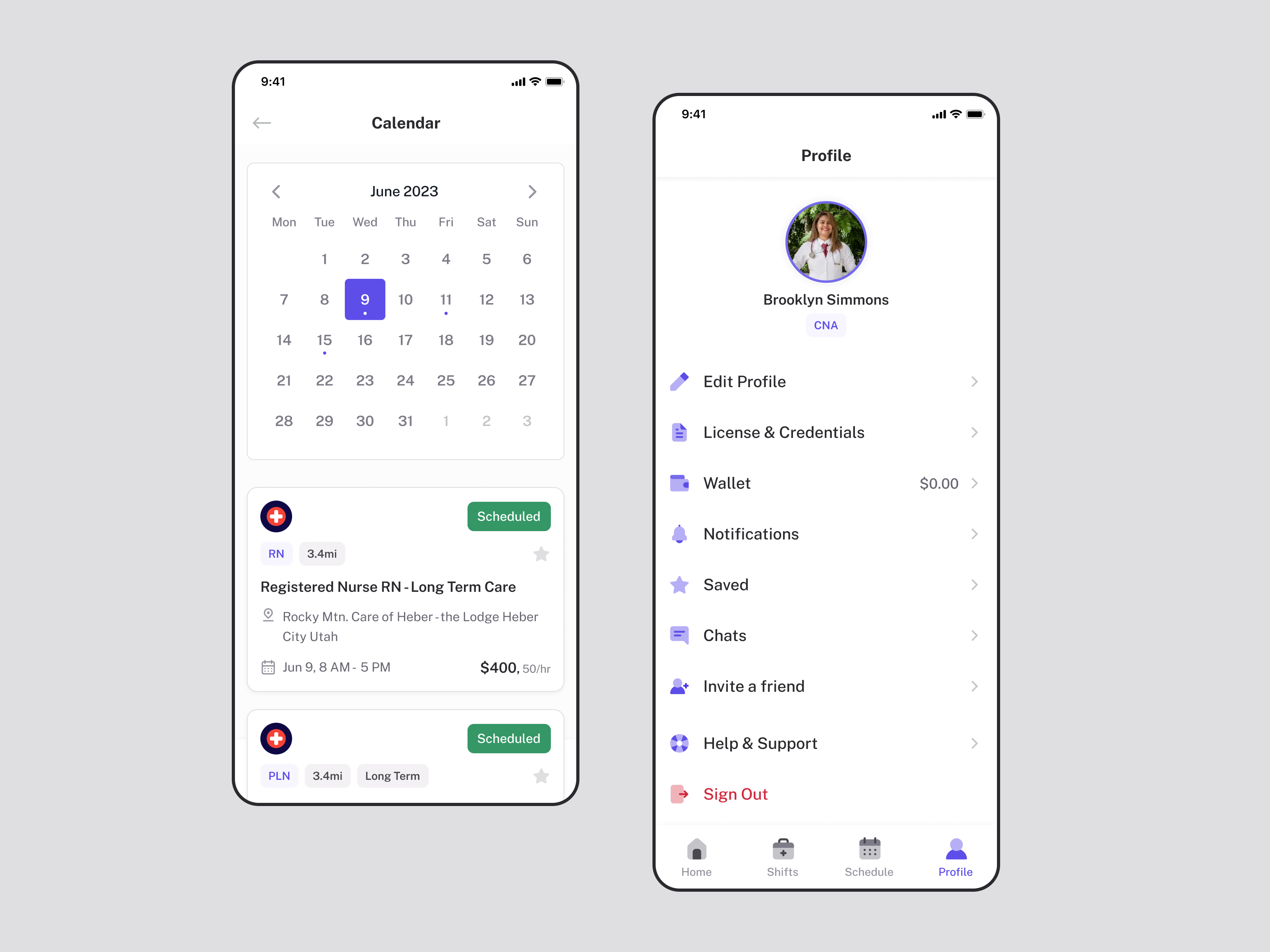 Healthcare Staffing App - Nurse Staff Shift Scheduling App by SolGuruz on Dribbble