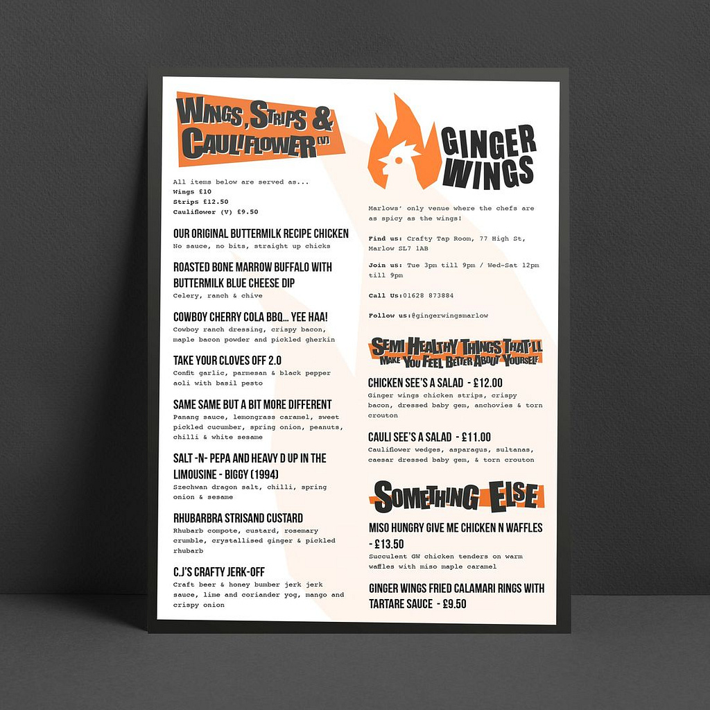 Ginger Wings // Menu Design by 🤘🏻 Tim Weaver 🤘🏻 on Dribbble