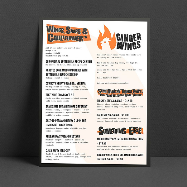 Ginger Wings // Menu Design by 🤘🏻 Tim Weaver 🤘🏻 on Dribbble