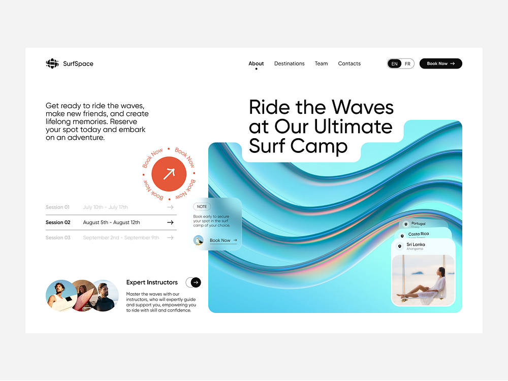 Surfing Landing Page by Bogdan Falin for QClay on Dribbble