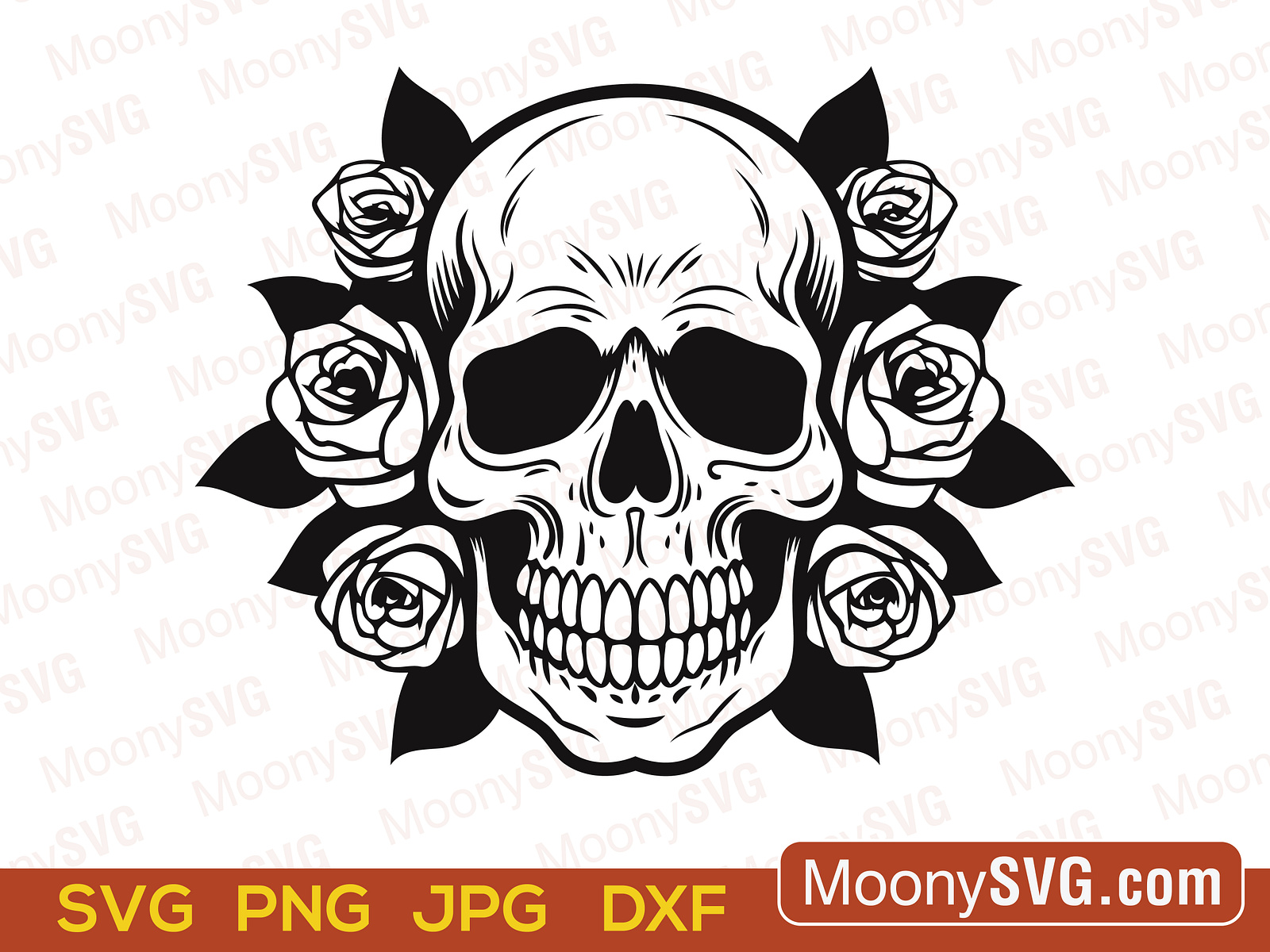 Skull and Roses SVG Cut File for Crafts and DIY Projects by MoonySVG ...