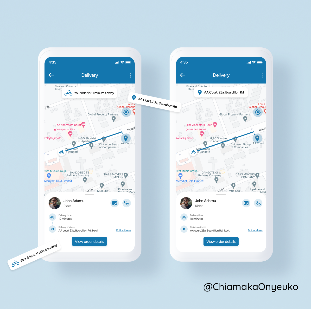 Daily UI. Day 15. Map interface for food delivery app by Chiamaka ...