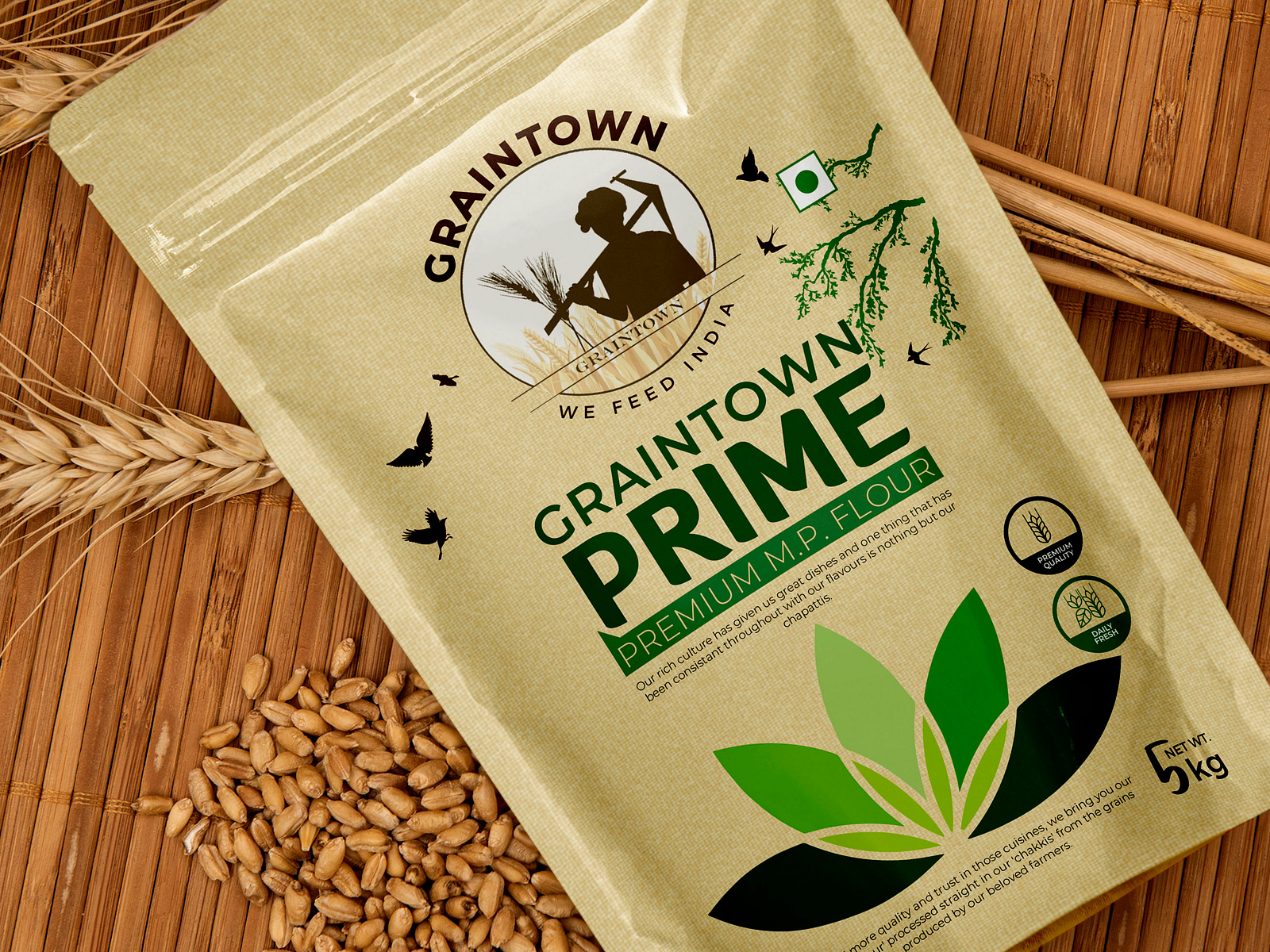 GRAINTOWN - Premium Wheat Flour Packaging Design by Expand Buzz on Dribbble