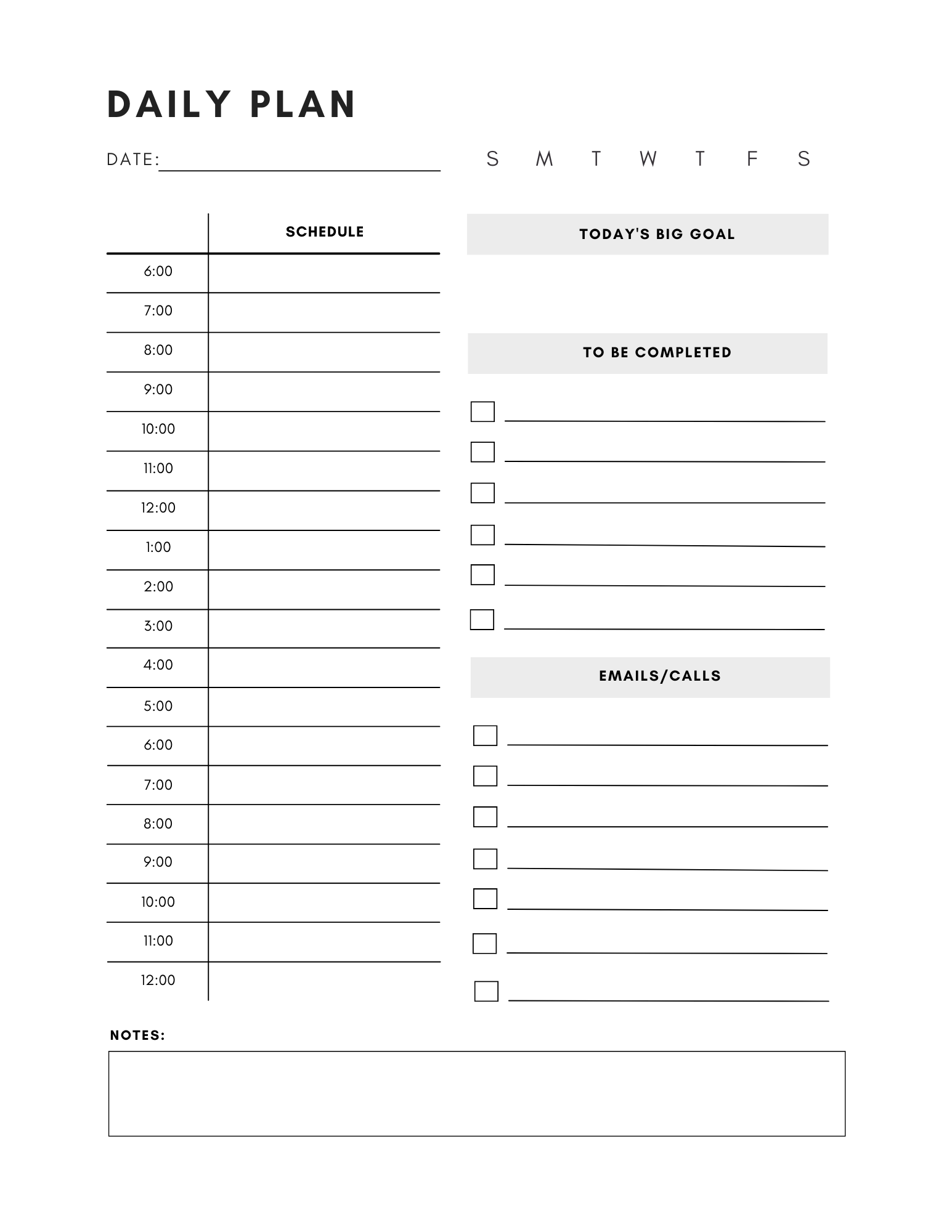 Daily Plan Template by URBACKEND on Dribbble