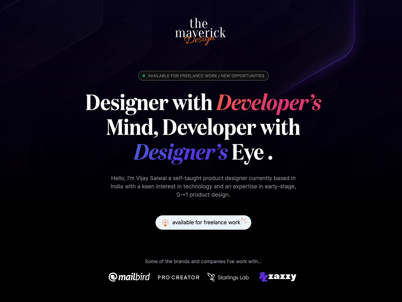 The Maverick Design: Portfolio 🔥 by Vijay Saiwal on Dribbble