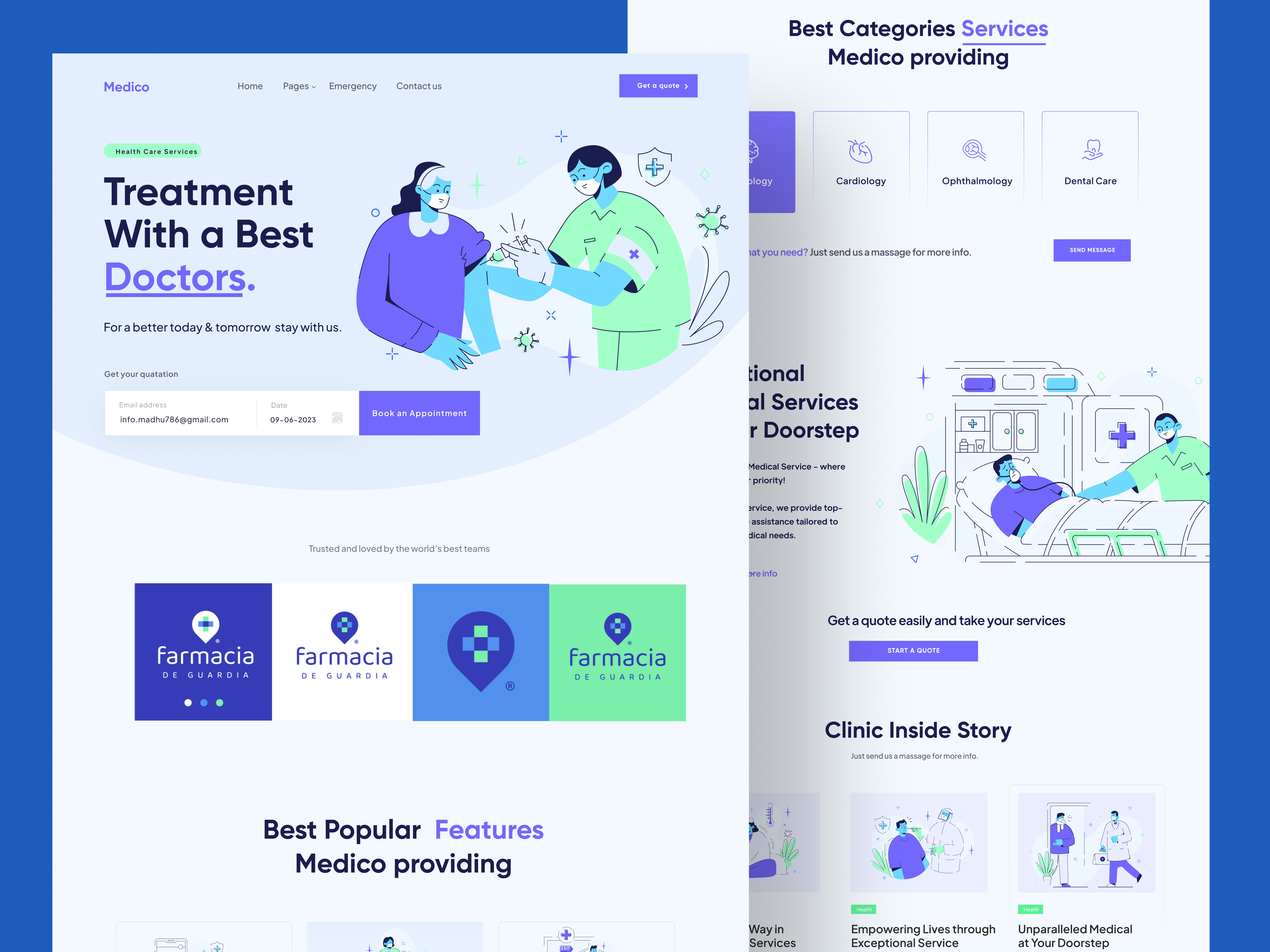 Medical Website Landing Page Design UI by Madhu Miah for Upnow Studio ...