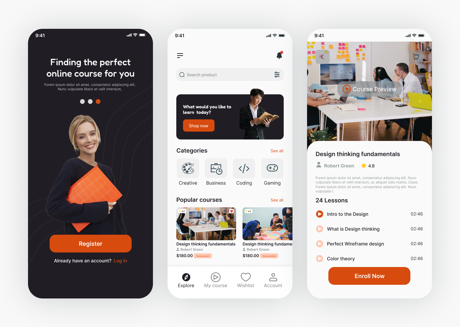 E learning mobile app UI Design by Quratulain Rafiq on Dribbble