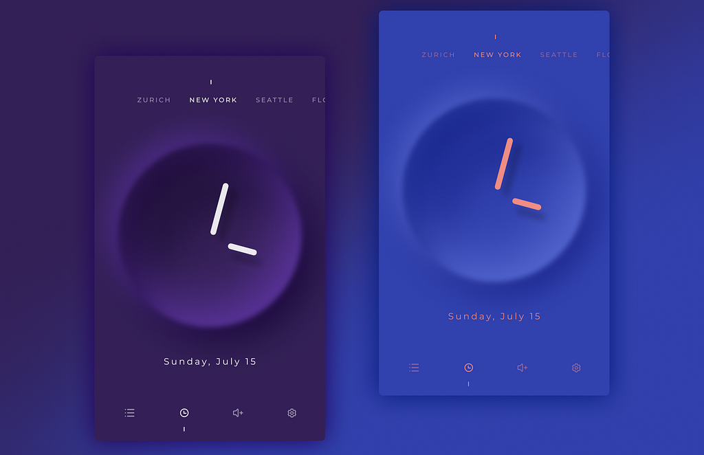 Neumorphic Clock App UI (Figma) by Chahat Soni on Dribbble