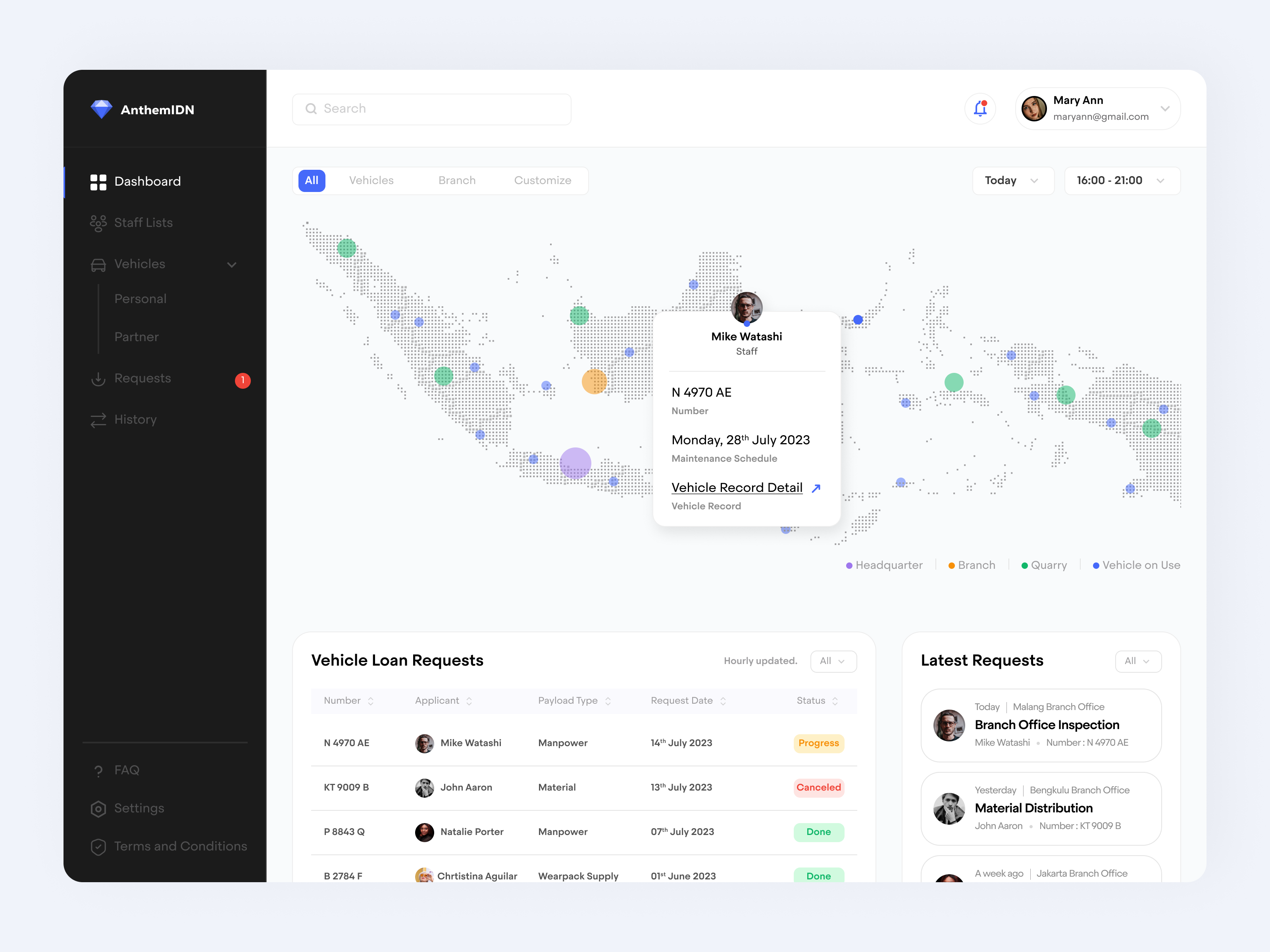 AnthemIDN - Vehicle Tracking Web Dashboard by Zidan on Dribbble