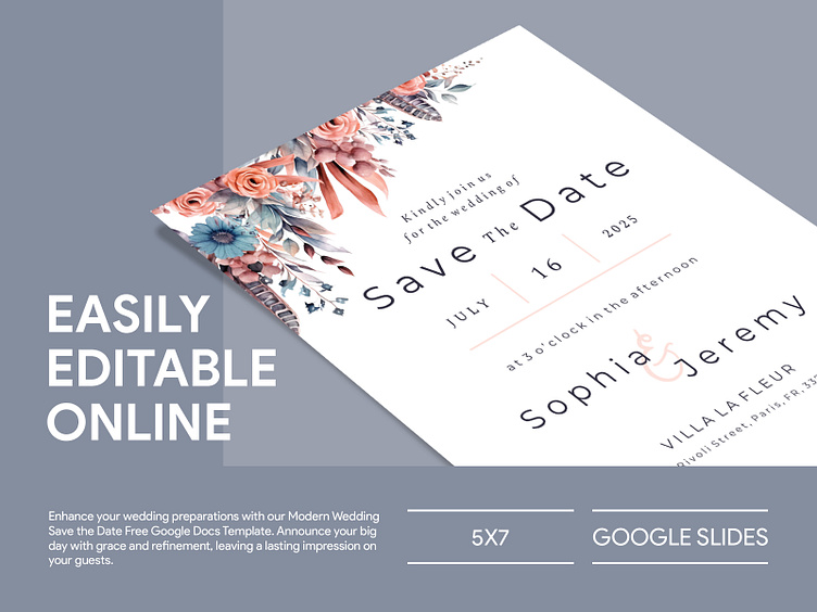 Modern Wedding Save the Date Free Google Docs Template by Free Google ...