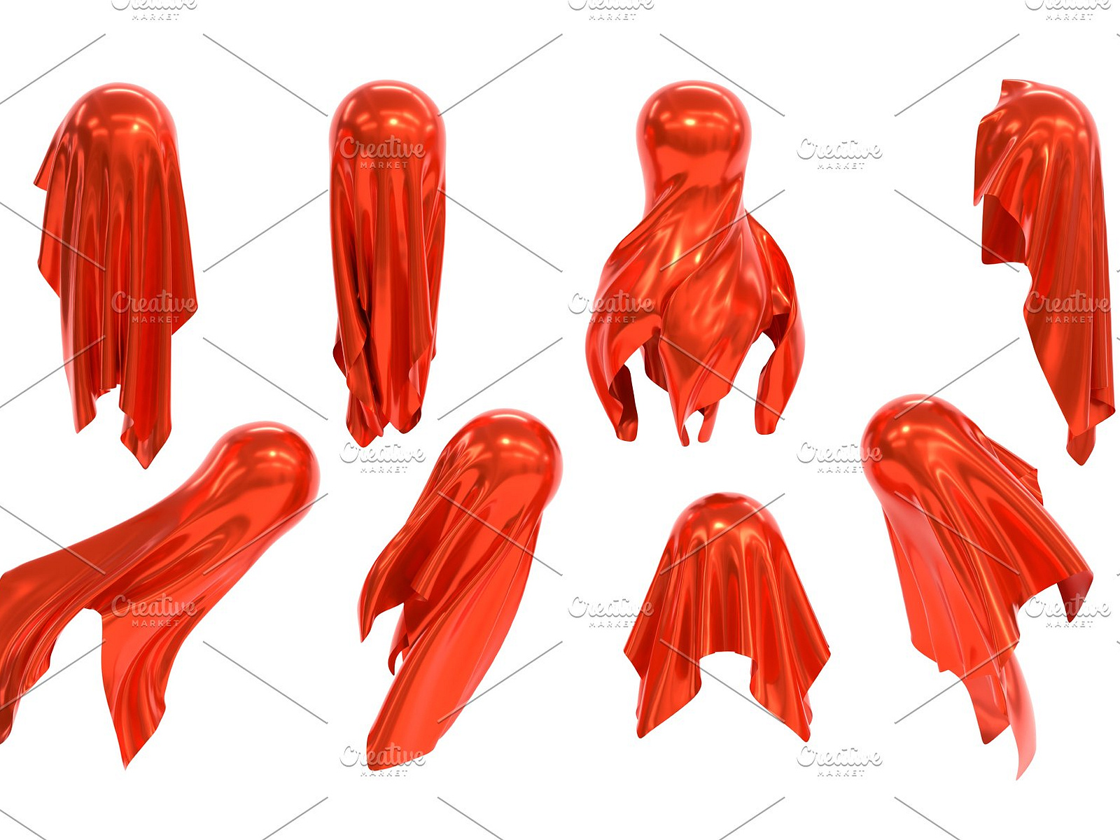 Spheres covered red silk cloth. 3D by Professional Designs on Dribbble