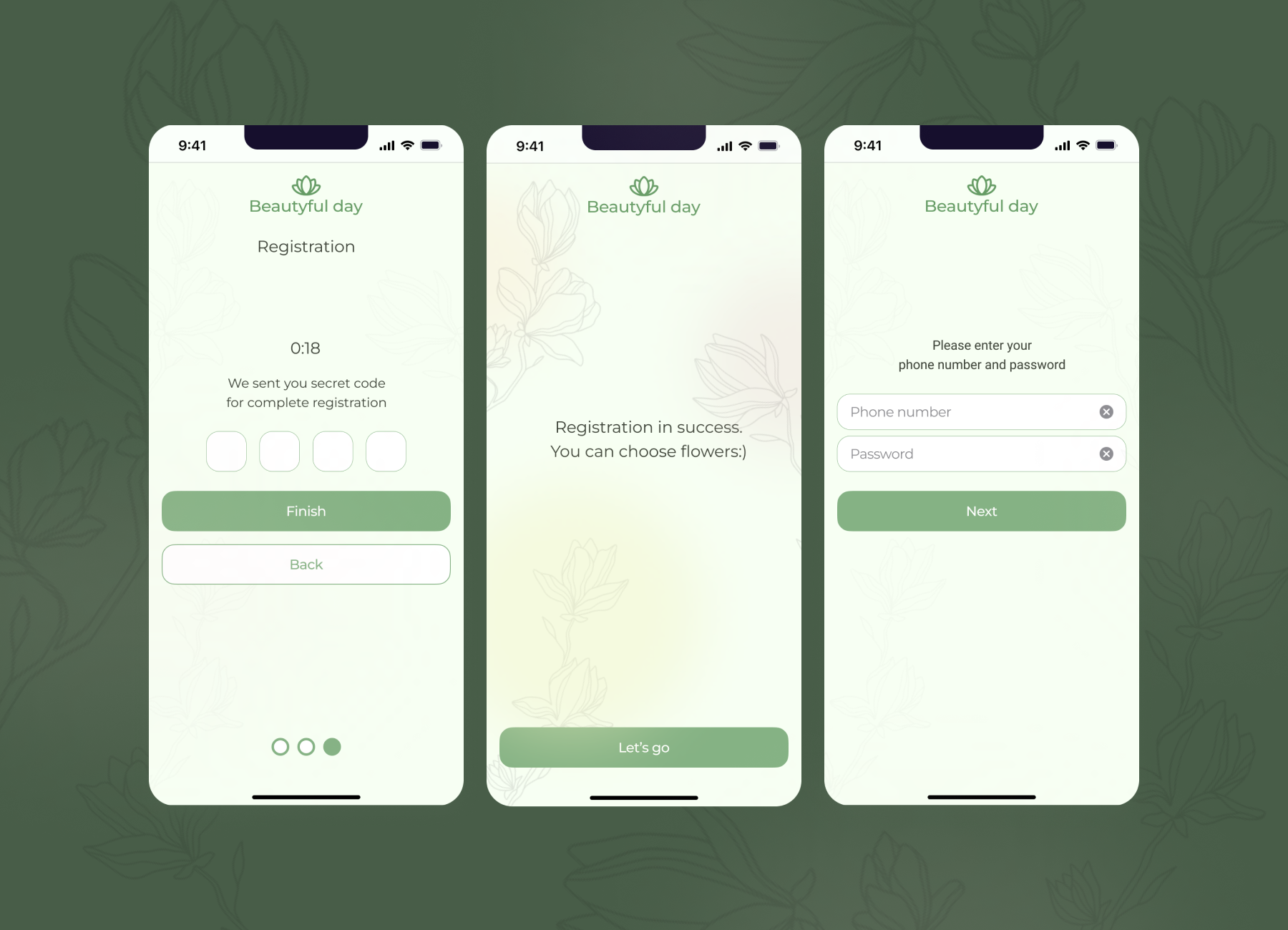 Registration flow in a flower delivery app by Oksana Tverdokhlib on ...
