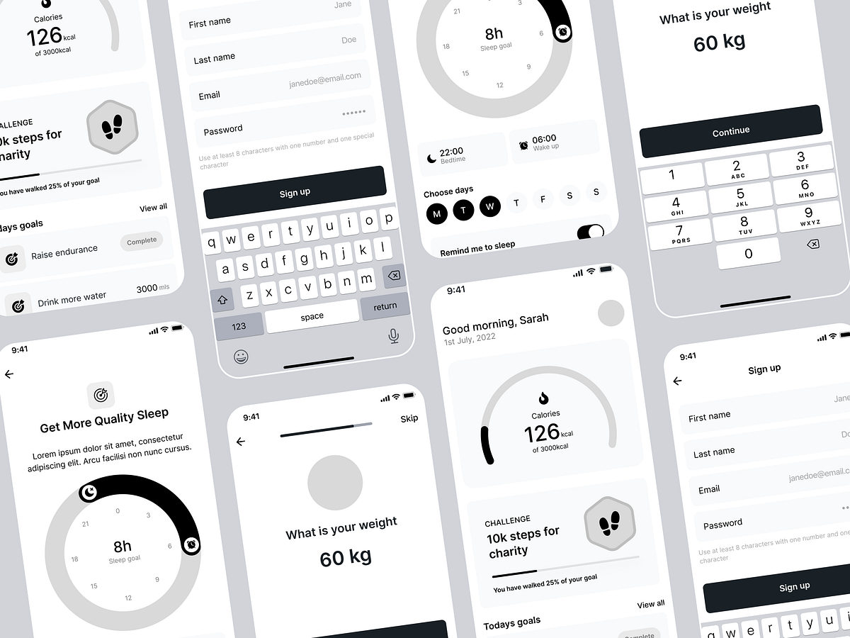 Fitness Tracking App Wireframes by Sarah Newman on Dribbble