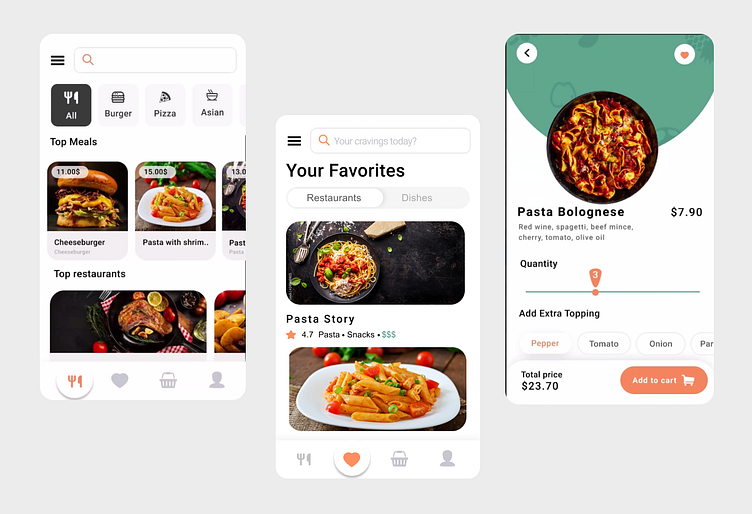 Food App UI by Anshika on Dribbble