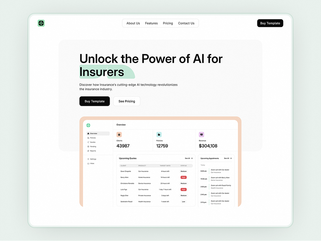 web design for insurance web app by Ragip Diler on Dribbble