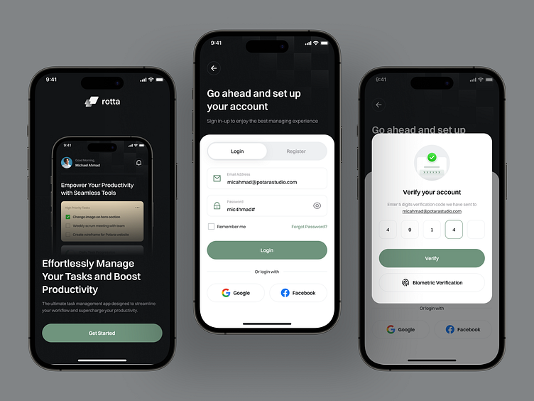 Rotta - Task Management App [Login Page] by Rizal Ahmad ︎ for Potara ...
