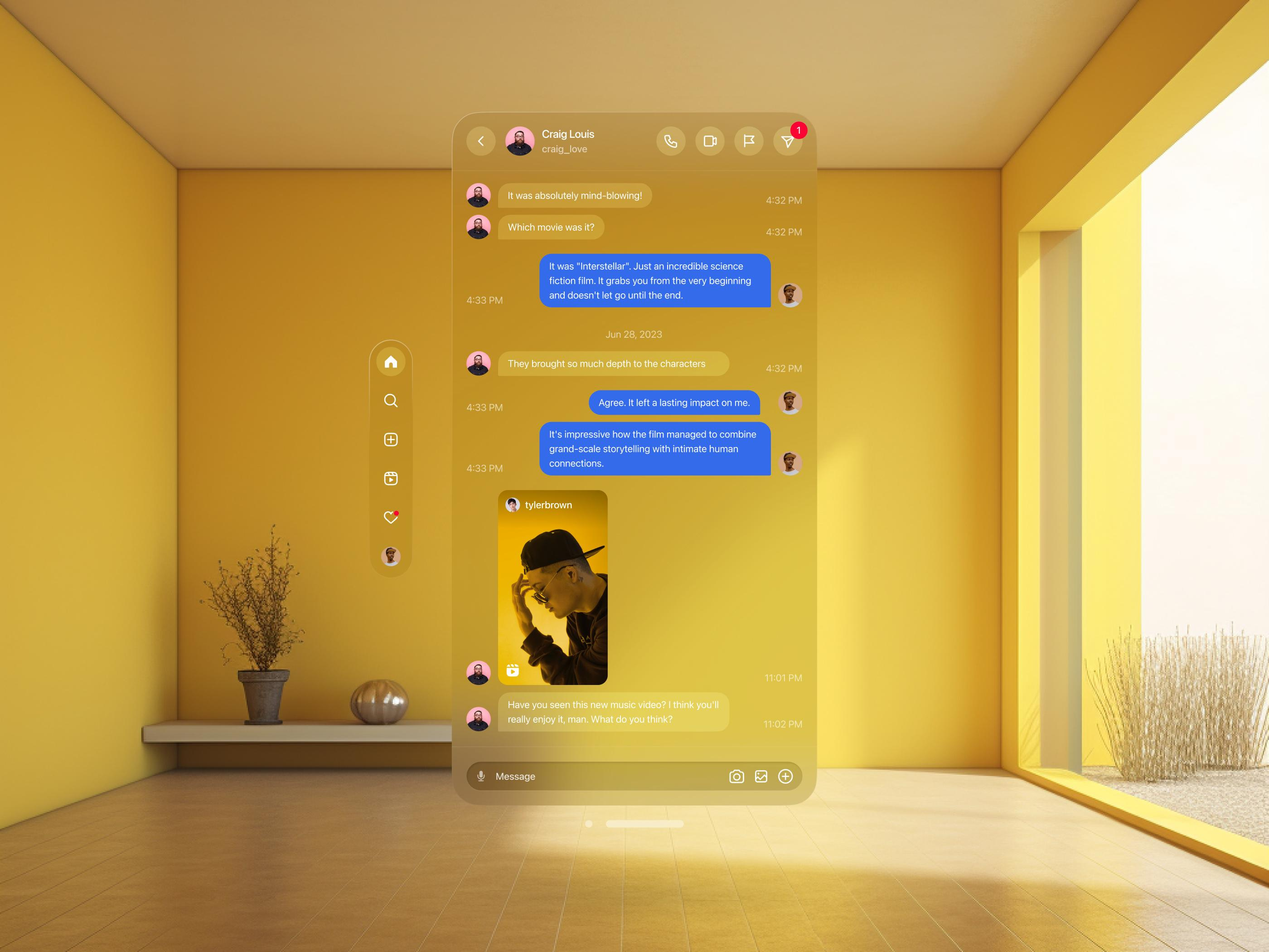 Instagram — Apple Vision Pro Spatial UI (Part 3) — Chat UI by Michael ...