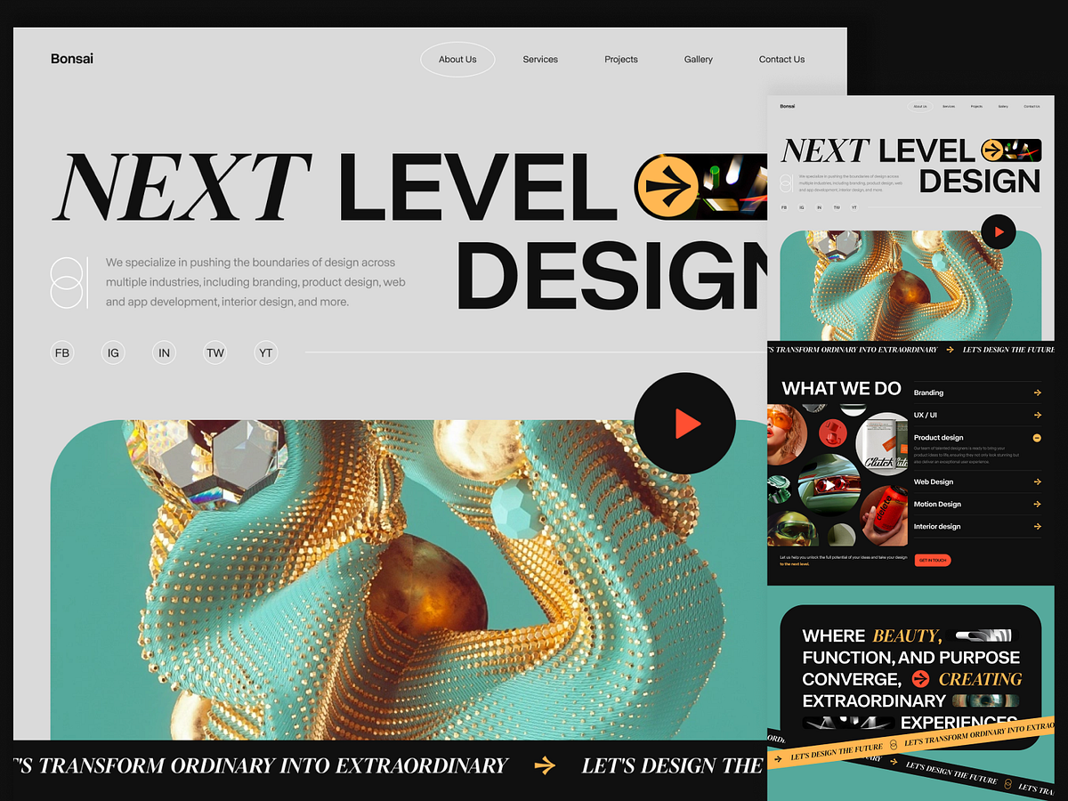 Concept of a Landing Page for a Design Studio by Inhens on Dribbble