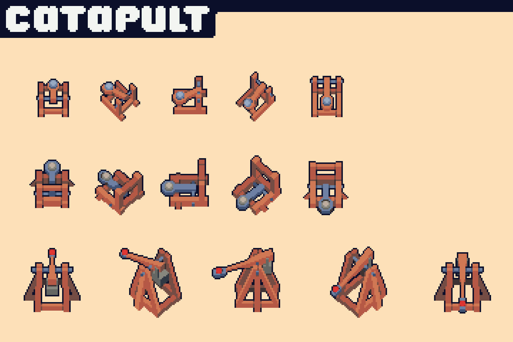 Catapult Towers Pixel Art for Tower Defense by 2D Game Assets on Dribbble