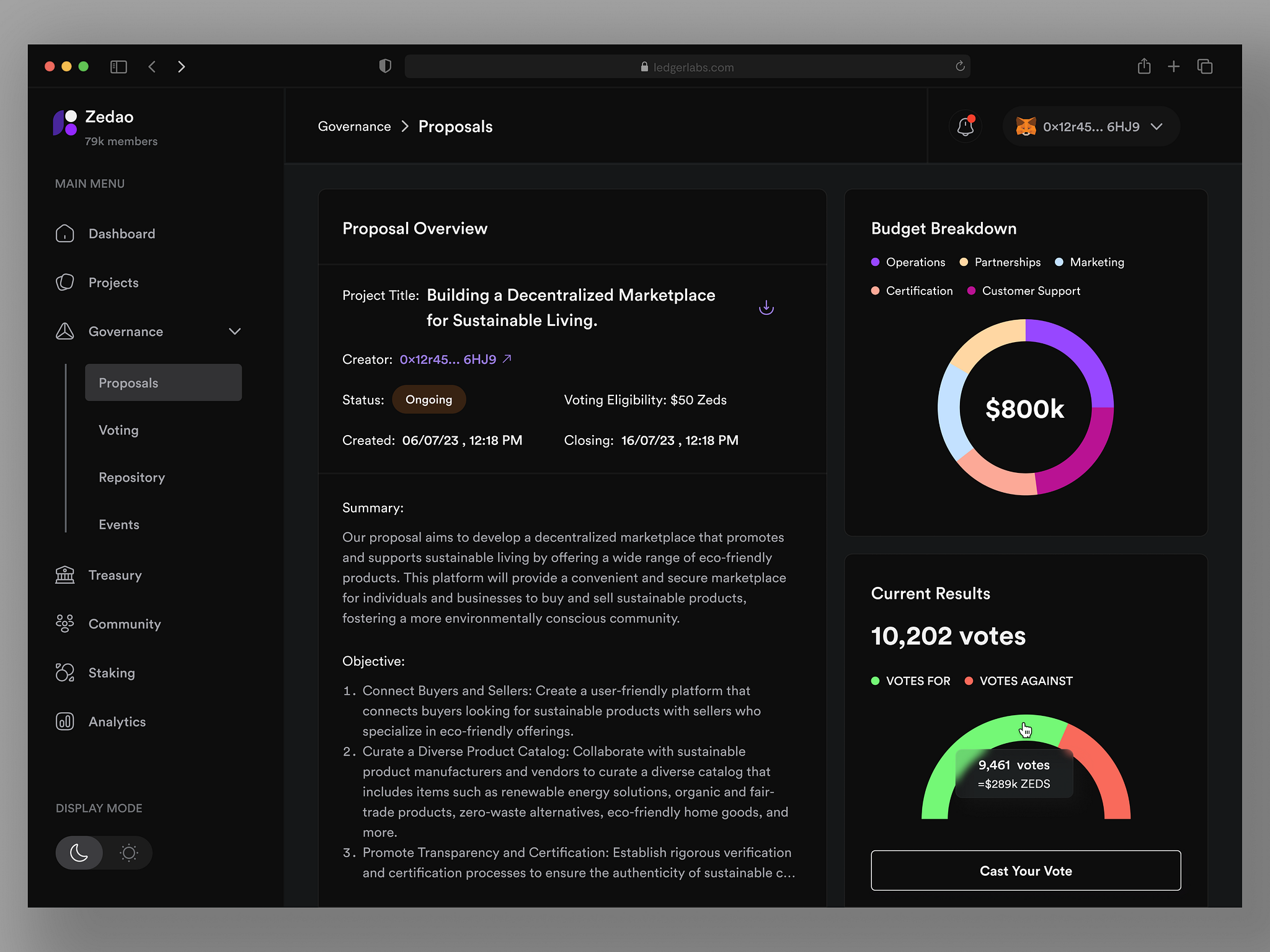 DAO Dashboard by Imaobong Edet on Dribbble