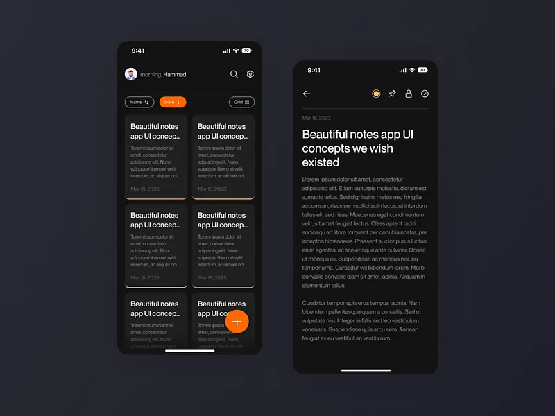 Notes UI designs, themes, templates and downloadable graphic elements ...