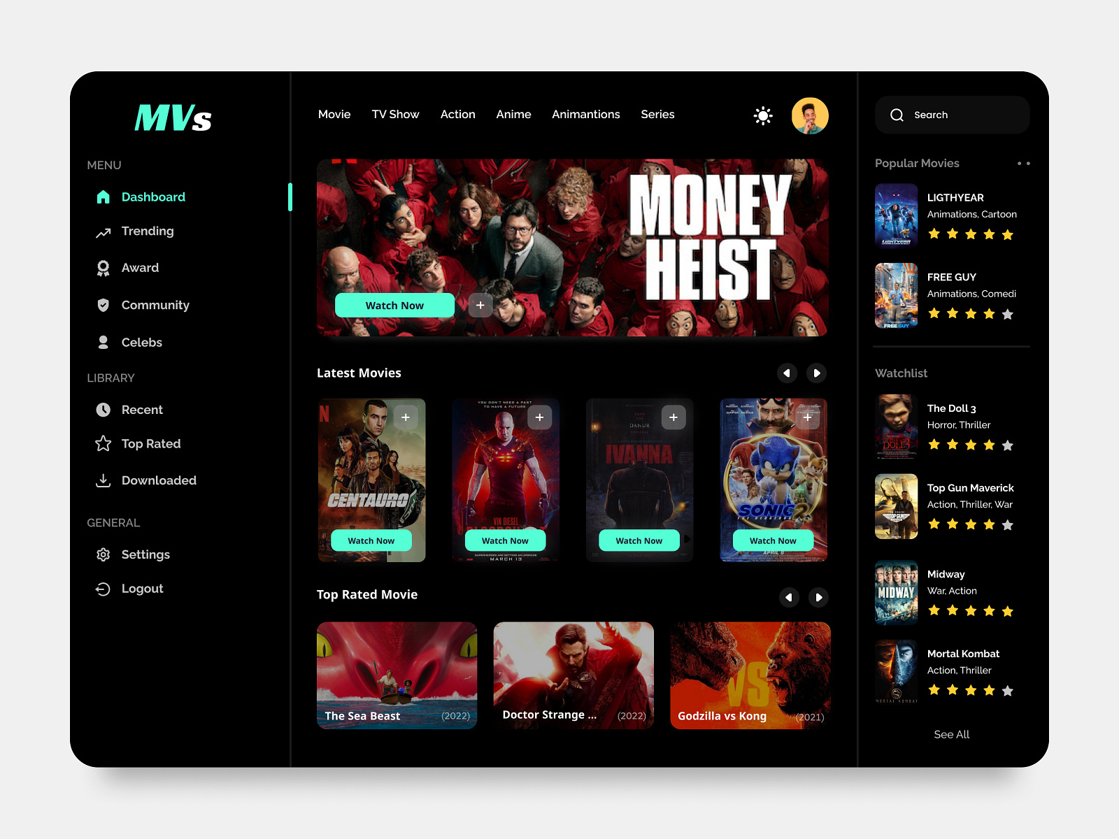 Movie UI Design Dashboard by Sandi Irawan on Dribbble