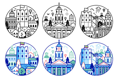 Travel Vilnius Icons by Alex Krugli on Dribbble