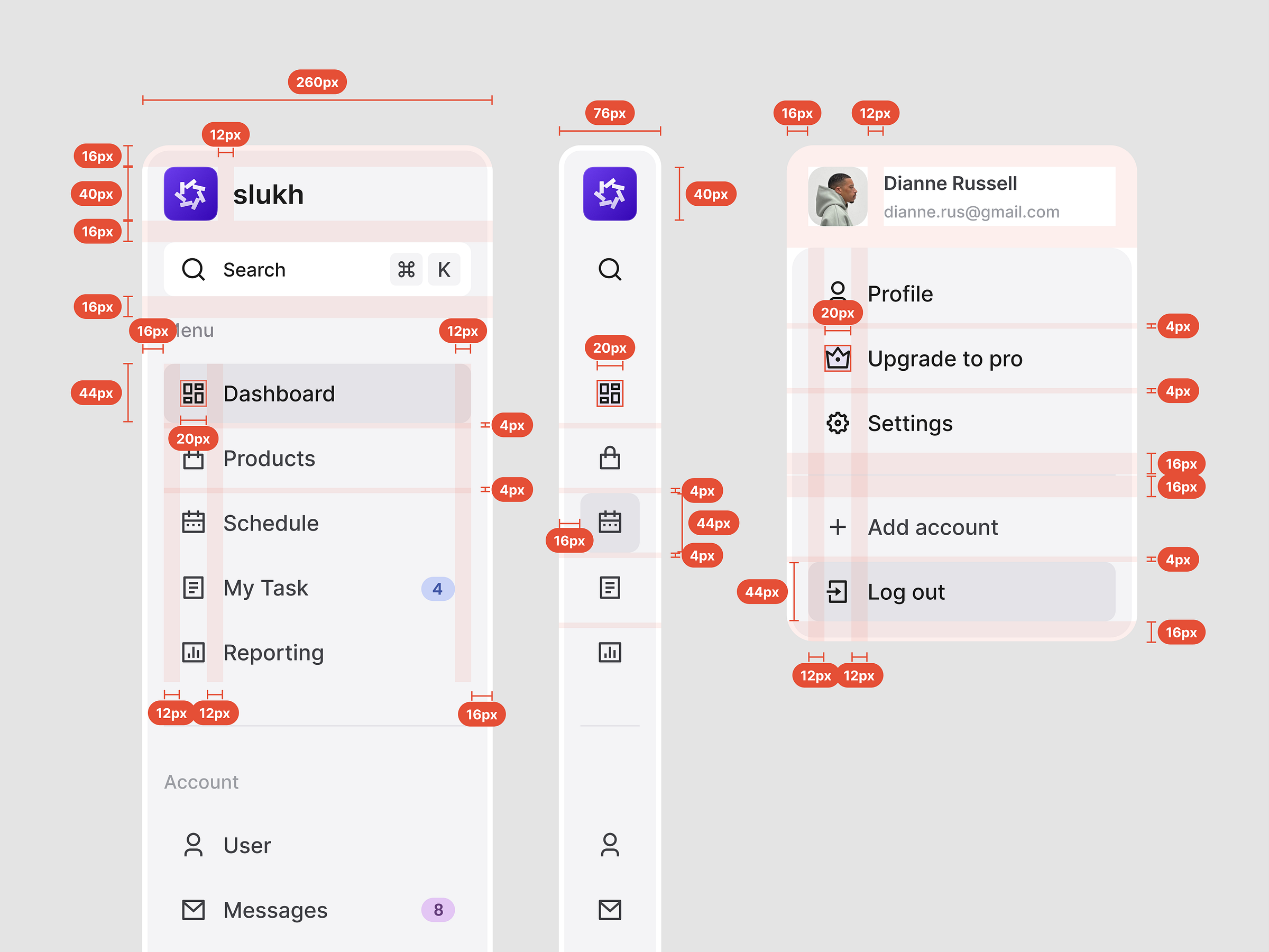 Sidebar Navigation by Orix Creative on Dribbble