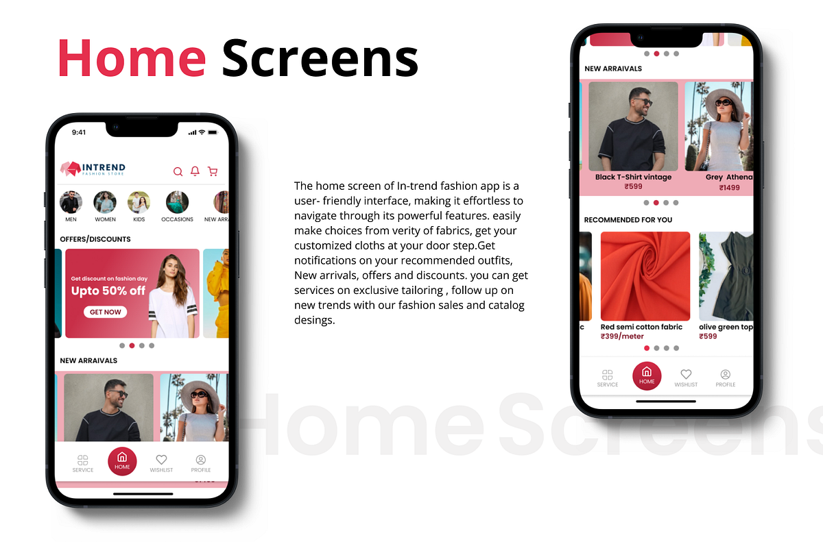 home screens for a fashion app by varshini chaithra on Dribbble