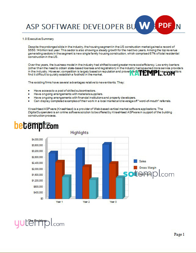 asp software developer business plan template in Word and PDF by Be ...