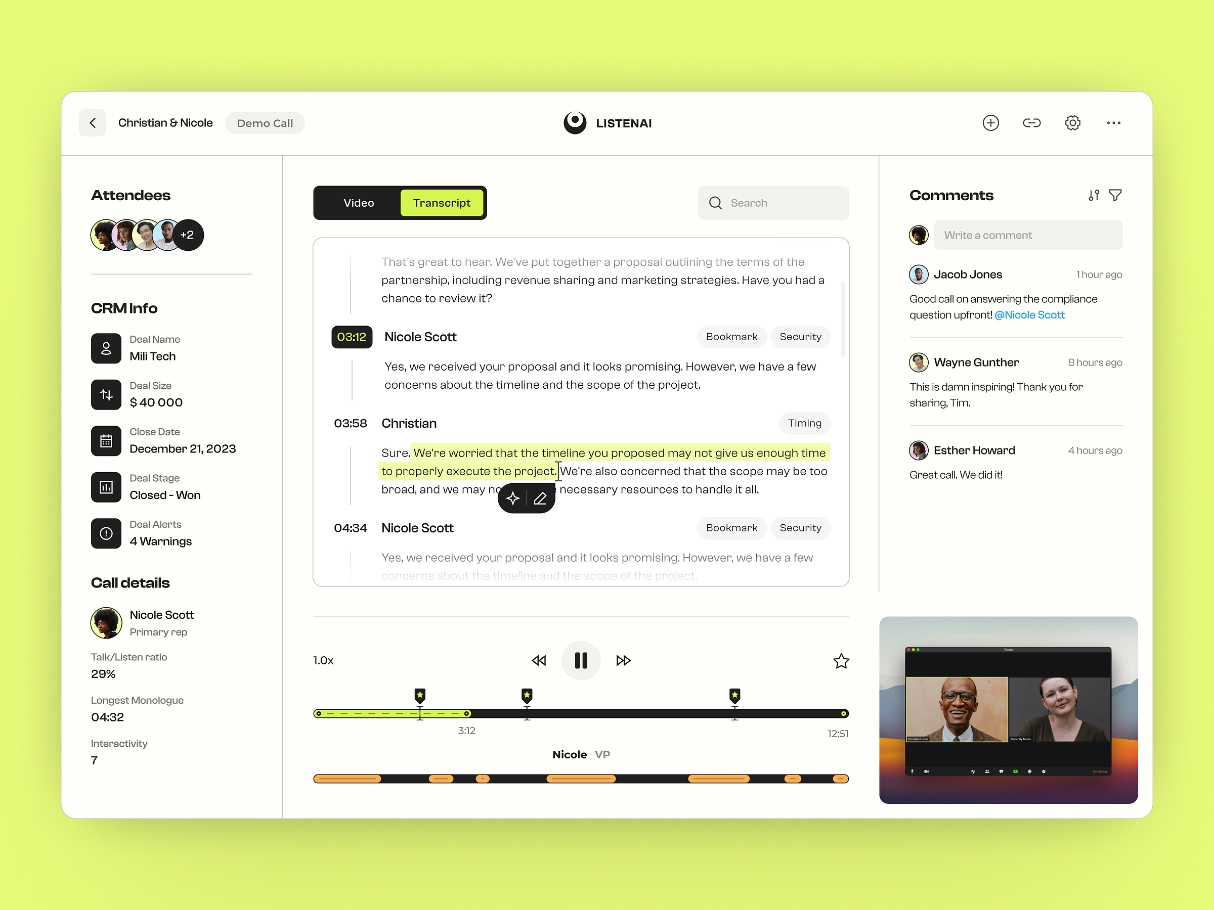 ListenAI - AI Conversation Intelligence Tool by Arounda UI/UX for ...