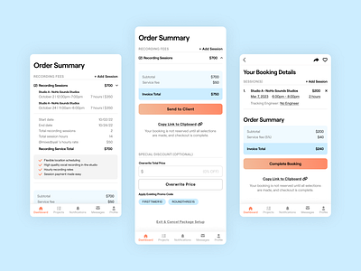 Order Summary & Booking Details | EngineEars by Emily Berg on Dribbble