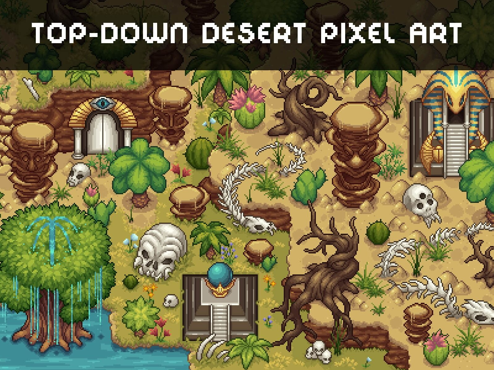 Desert Tileset Top Down Pixel Art by 2D Game Assets on Dribbble