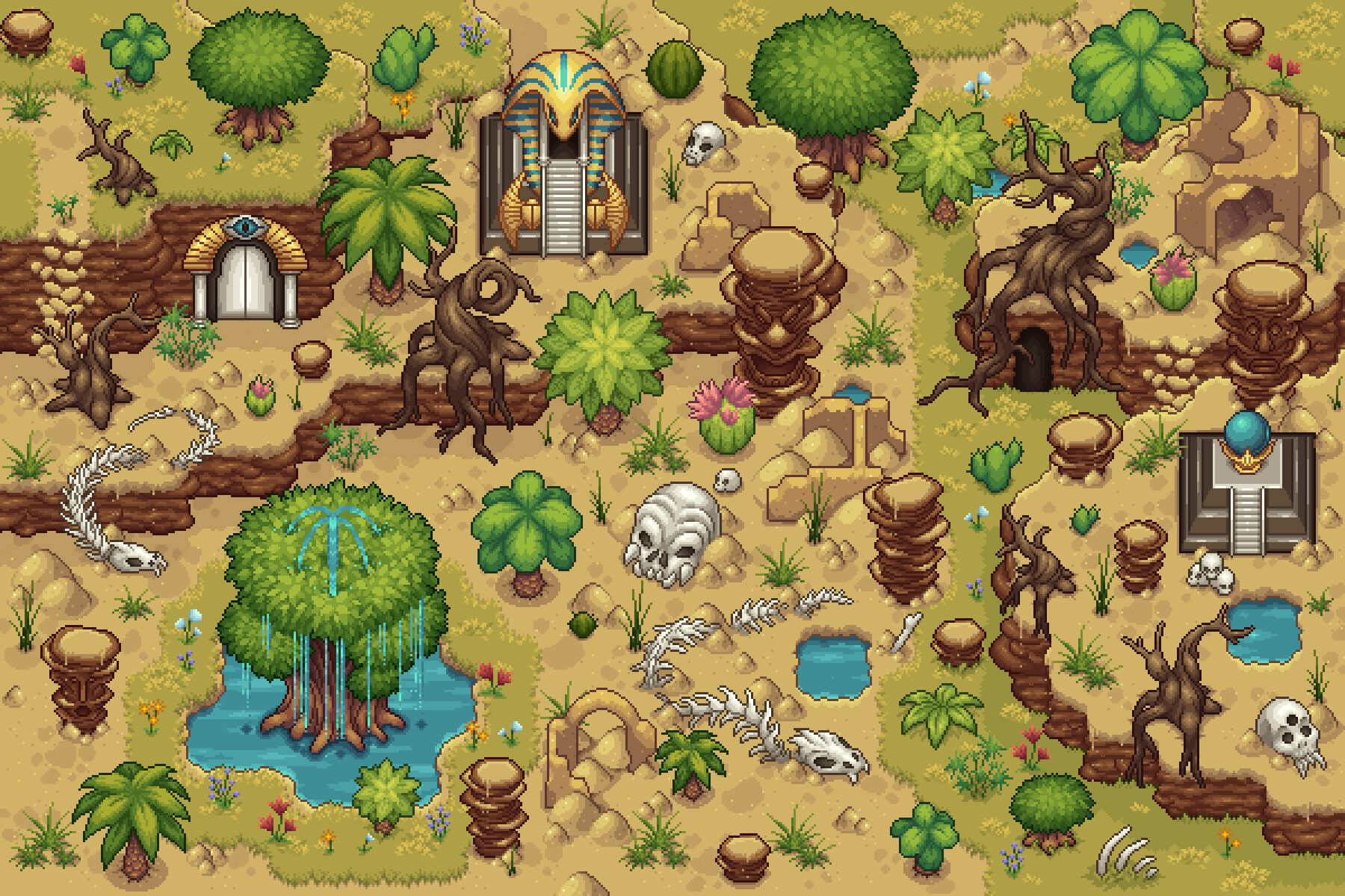 Desert Tileset Top Down Pixel Art by 2D Game Assets on Dribbble