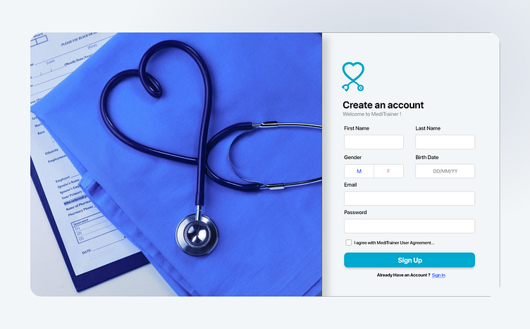 Sign Up Page - Health Care Website by Mostafa Hamwi on Dribbble
