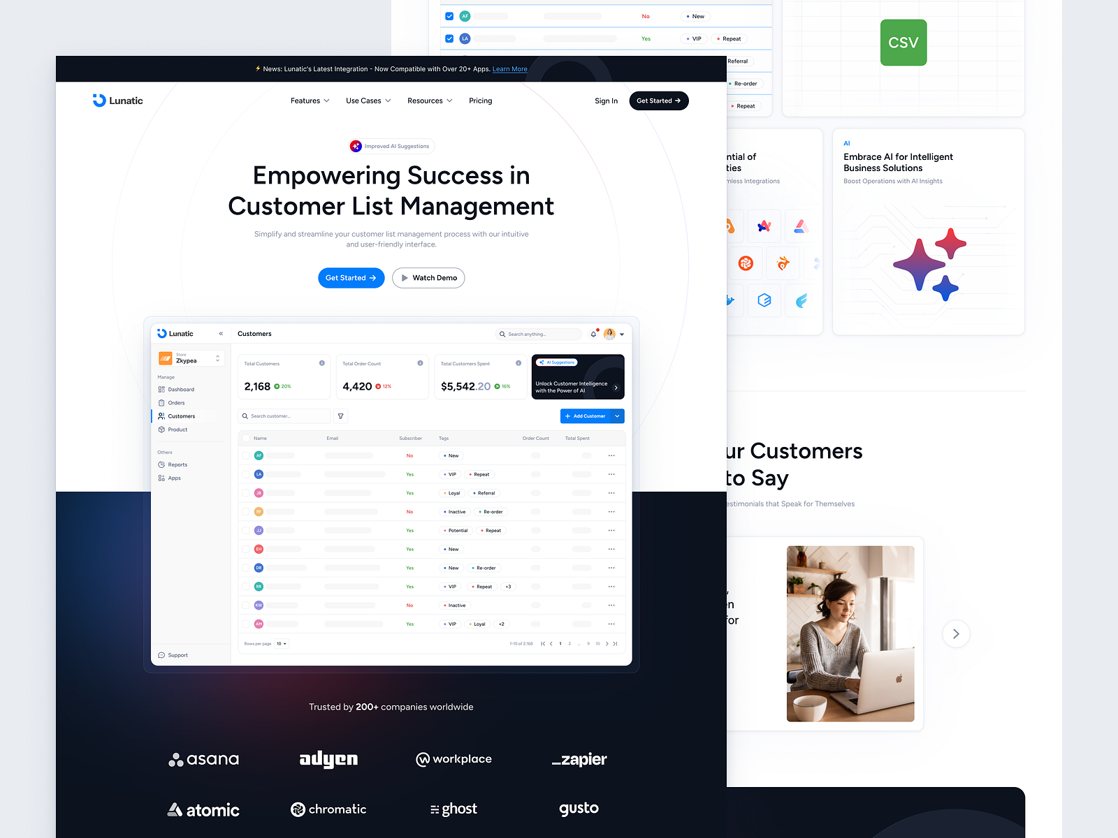 Exp//03 - Customers Feature Landing Page by Rizky Dyan Pratama on Dribbble