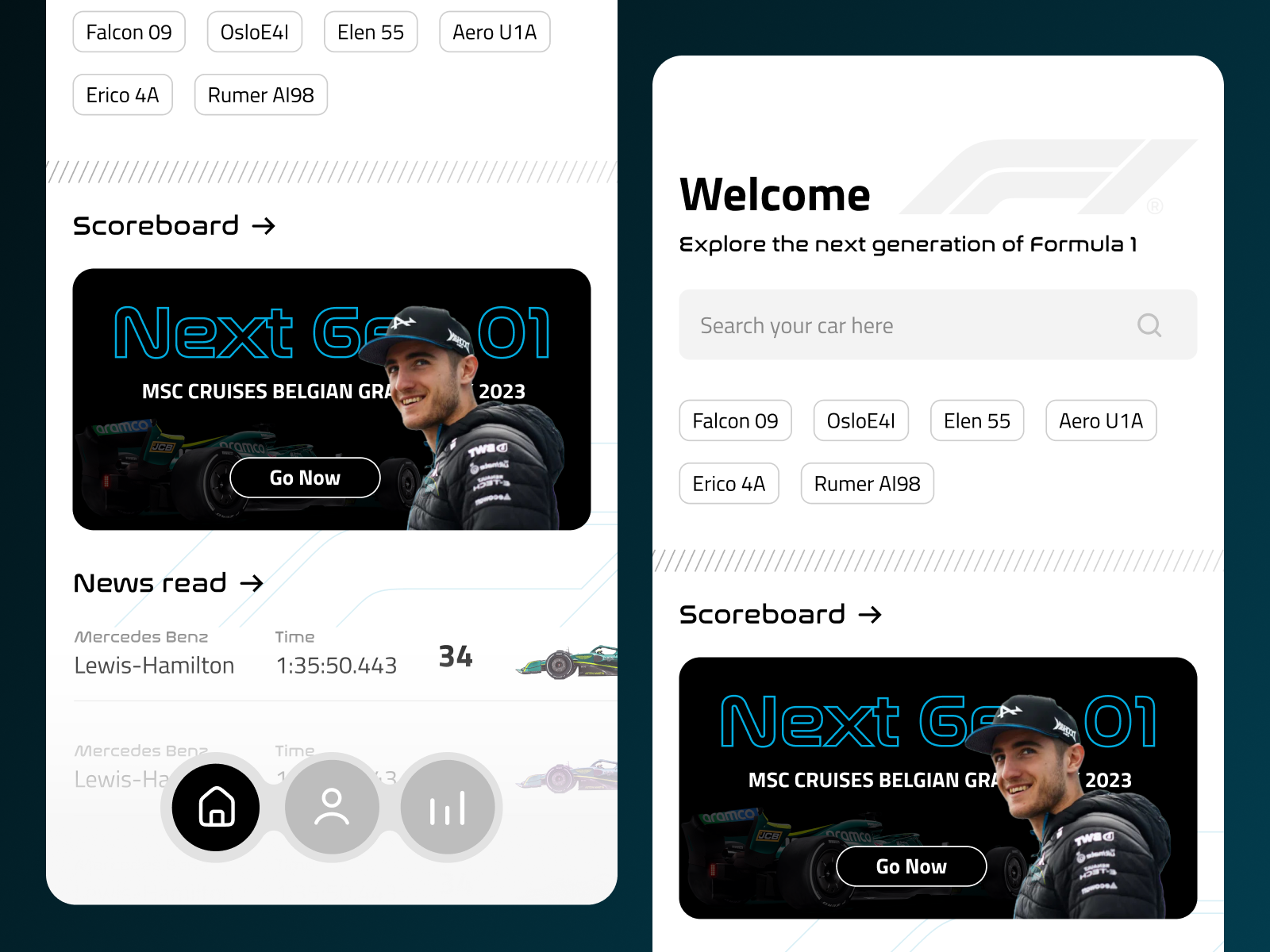 Formula 1 App Design Concept by Divagar R on Dribbble