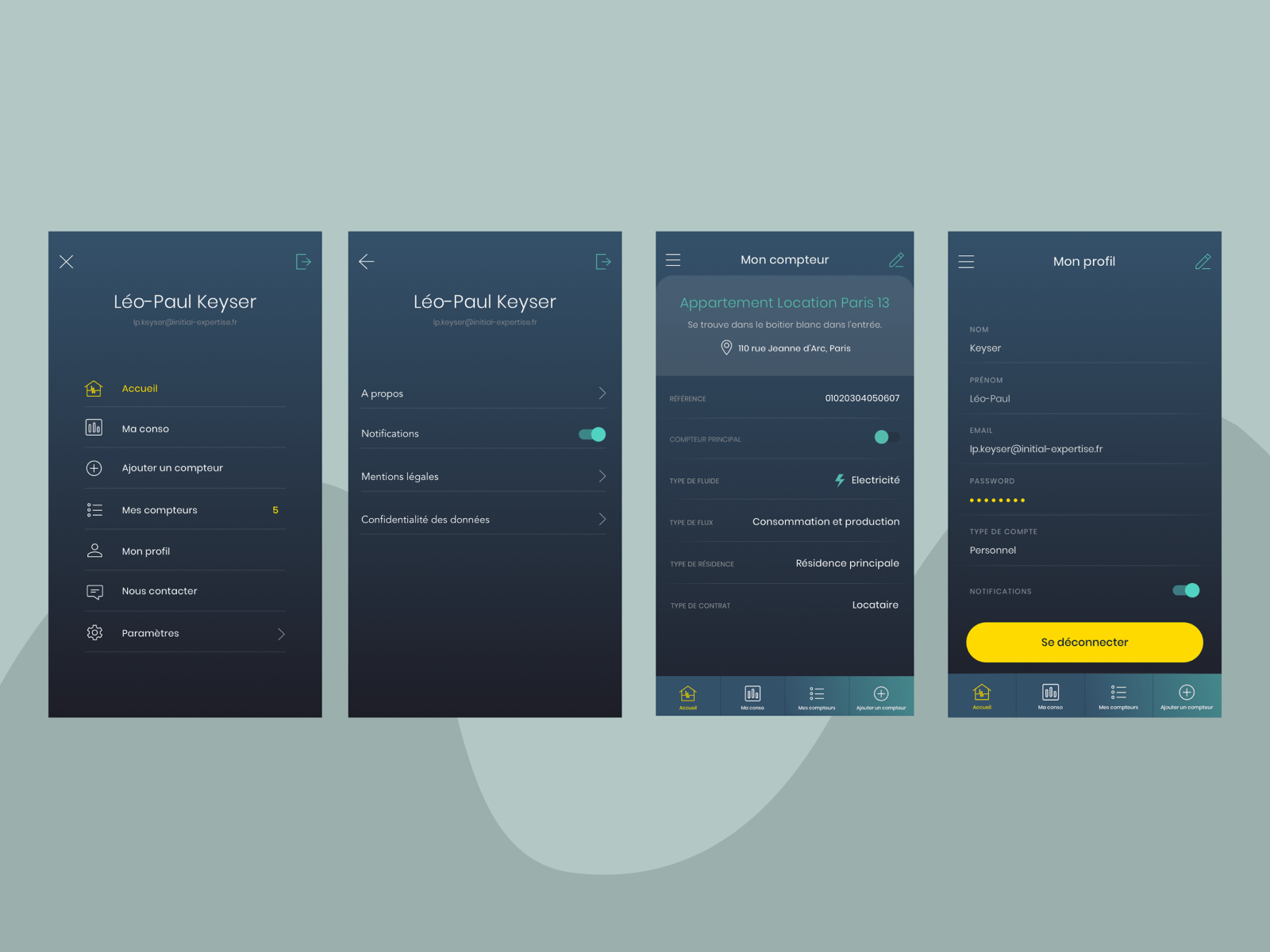 Mobile app - Menu and Profil edition by Julie Laik on Dribbble